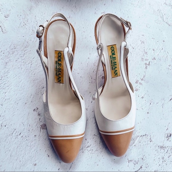 Cole Haan | Shoes | Cole Haan Made In Italy Vintage White Tan Slingback ...
